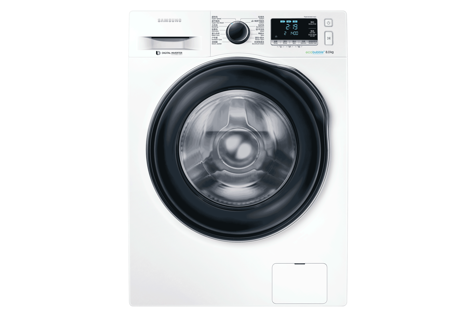 明眸黑水晶系列 滚筒洗衣机 8kg 白色 WW80J6410CW | WW80J6410CW/SC | 三星电子 中国